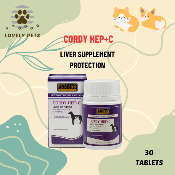 Petdiatric CordyHep+C Liver Supplement for Dogs and Cats (30 Tablets ...