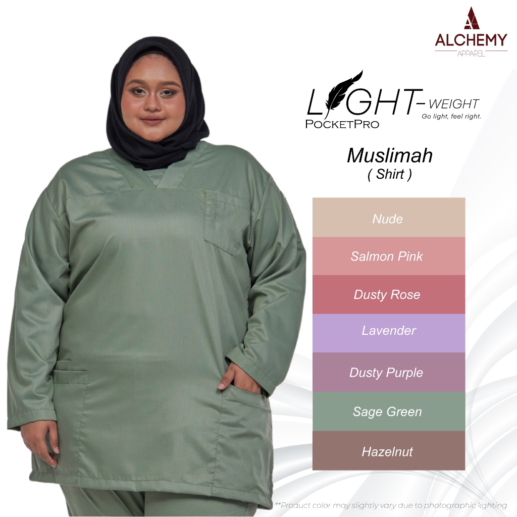 Muslimah Plus Size Scrub Suit Lightweight PocketPro - Shirt Only ...