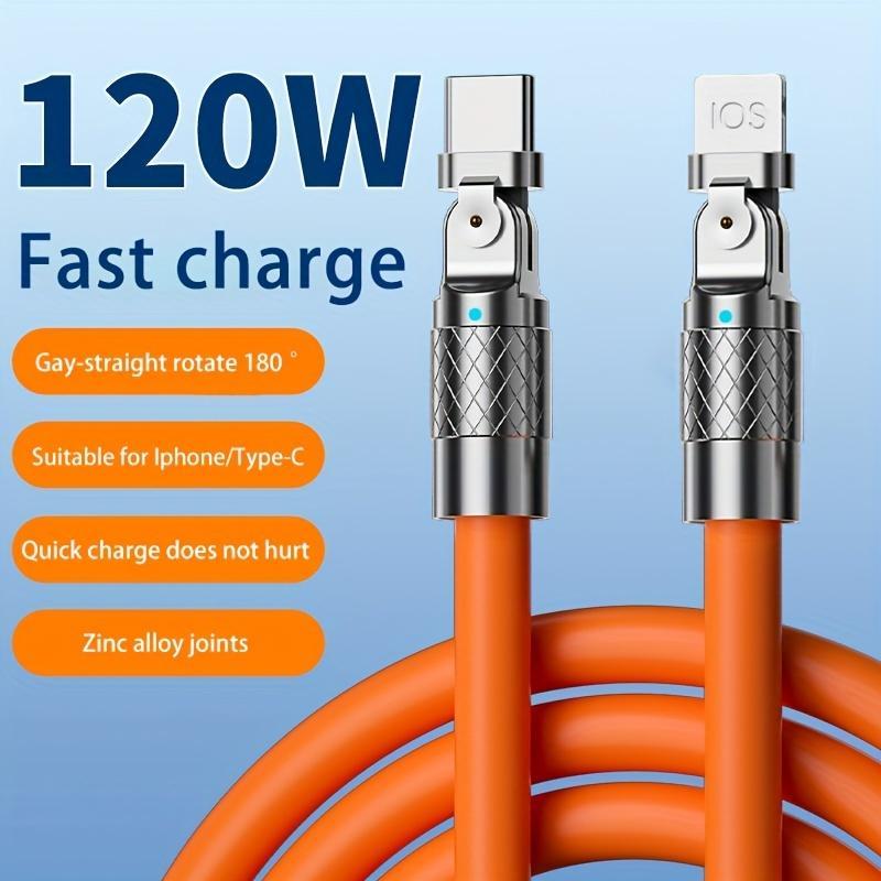 Super Fast Charge Cable 180 degree swivel elbow for iOS and Android ...