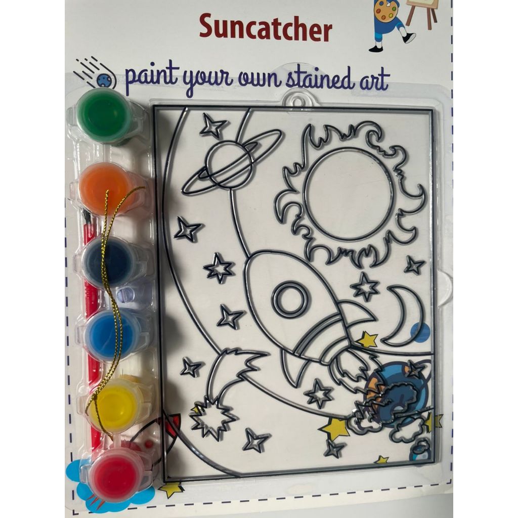 Kids Play Arts & Crafts Sun Catcher Painting Box Kit with Colouring ...