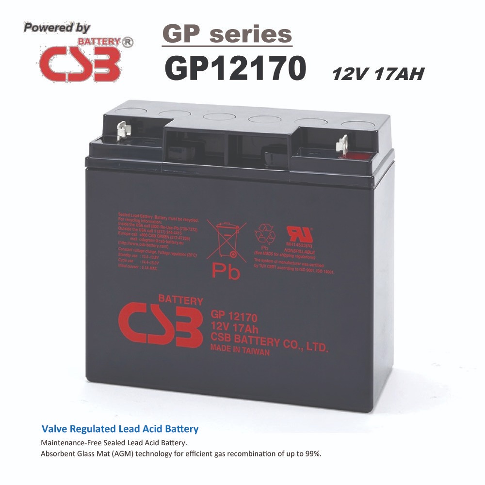 CSB GP12170 12V 17Ah Maintenance Free Rechargeable AGM SLA Suitable for ...
