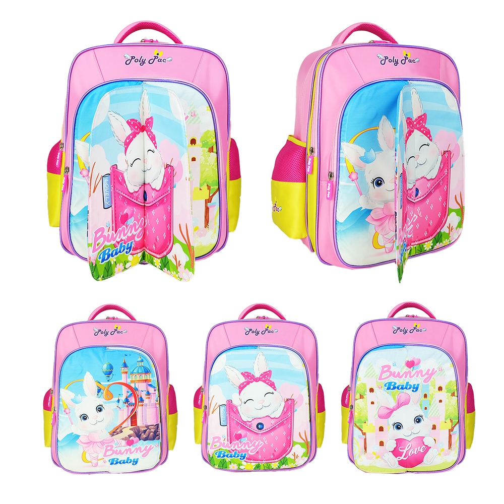 Poly Pac 16" Ergonomic Magnetic 3-in-1 Bunny Baby Backpack School Bag ...