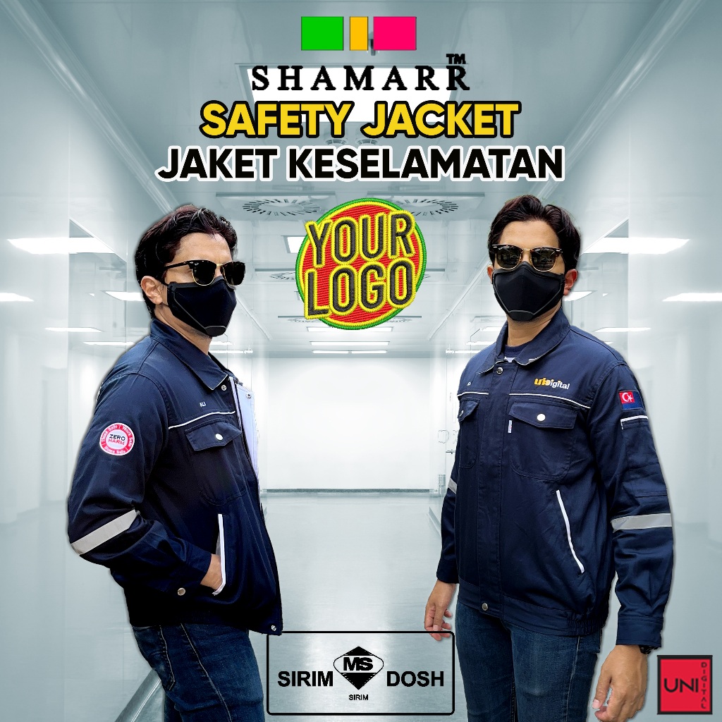 🔥 SHAMARR Premium Safety Jacket Navy Blue with Custom Embroidery ...