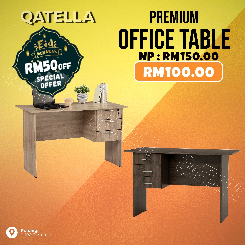 Qatella 4ft 120cm Wooden Writing Study Table/Study Desk/Workstation ...
