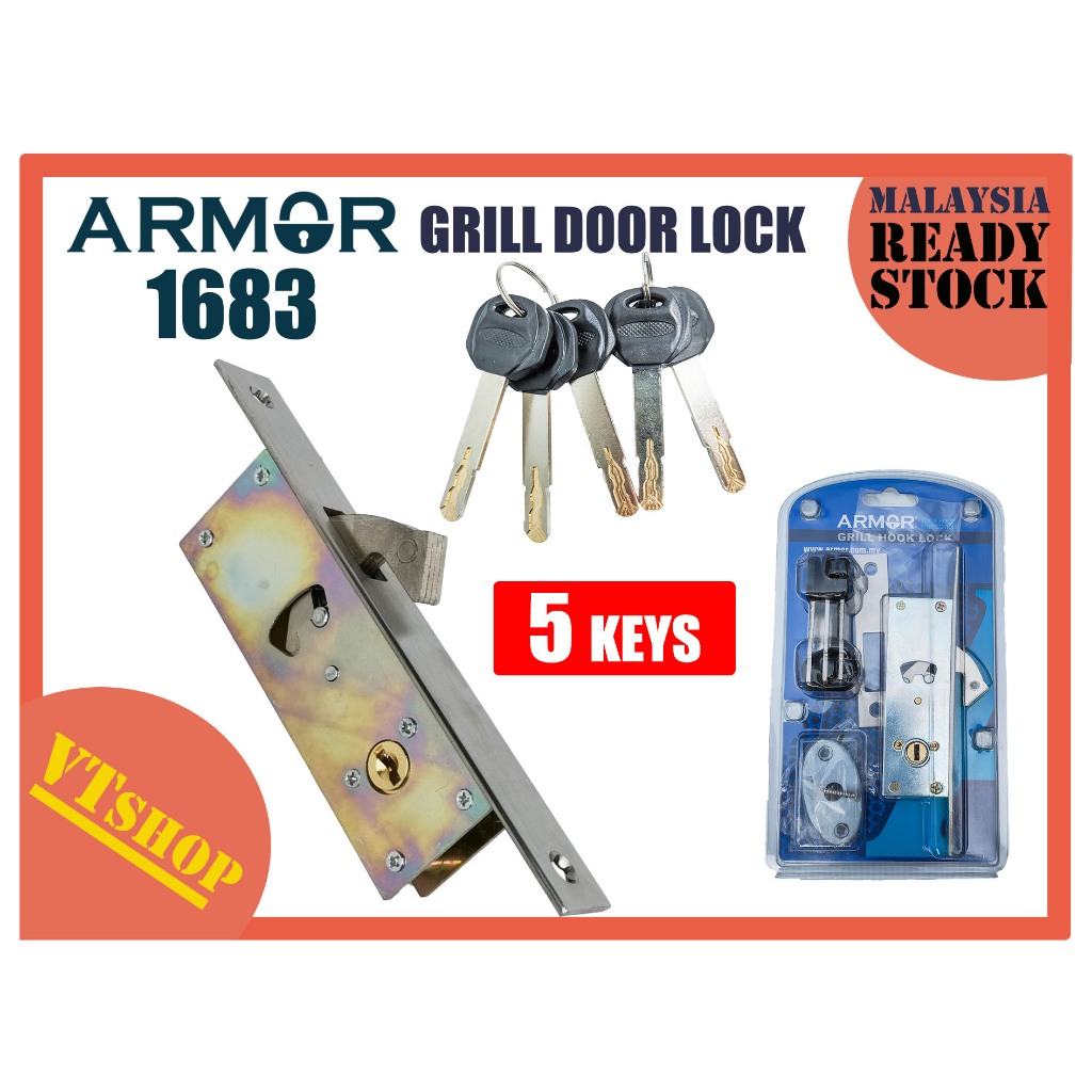 VTSHOP6889 ARMOR Grill Door Hook Lock / Sliding Door Single Mortise ...