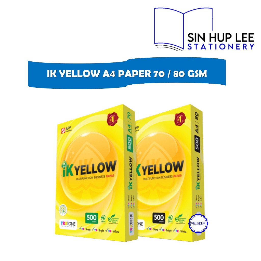 IK Yellow A4 Paper 70 gsm / 80 gsm 500 Sheets / Kertas A4 / Copier Paper | Shopee Malaysia