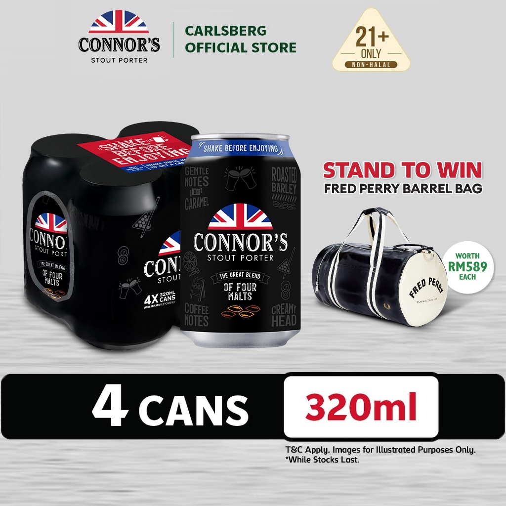 Connor's Stout Porter Can Premium Stout Beer 5.0% Alcohol (320ml x 4 ...