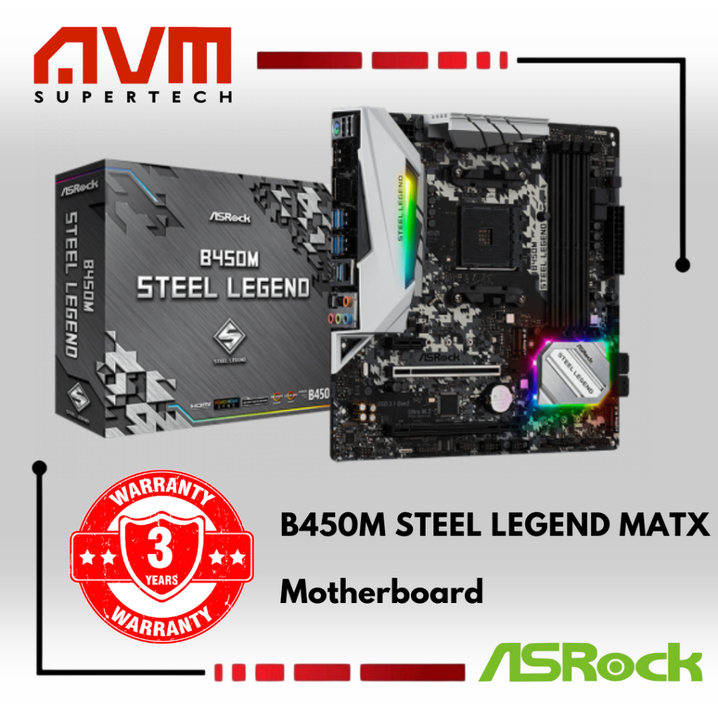 AVM ASROCK B450M STEEL LEGEND MATX Motherboard | Shopee Malaysia