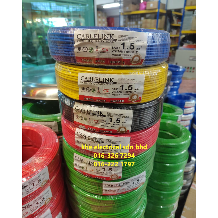Cable Link/Million 1.5mm Single PVC 💯% Pure Copper Cable -Sirim ...