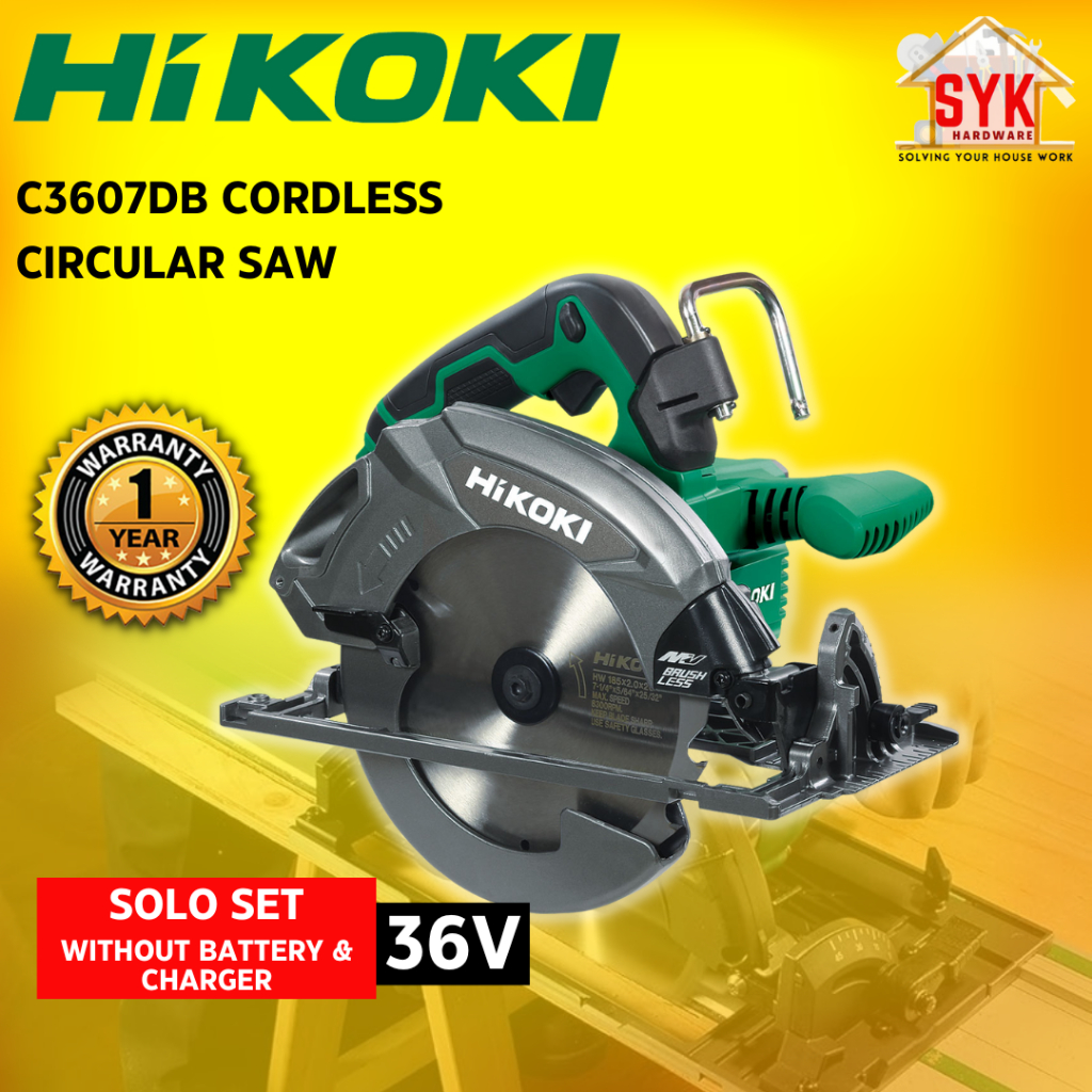 SYK Hikoki C3607DB Cordless Circular Saw Solo Battery Wood Cutting ...