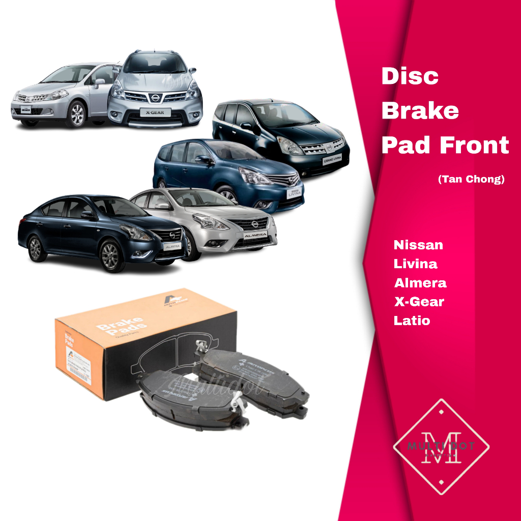 Nissan L10 Front Disc Brake Pad D1060-ED500-AP (Tan Chong Auto Plus) Livina Latio X-gear Almera ...