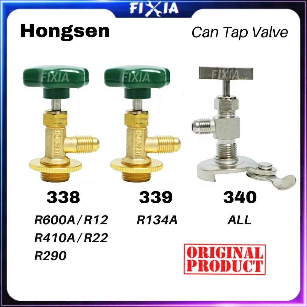 Original Hongsen R134A/R600A/R410A/R22/R12/R290 Refrigerant Gas Can Tap Valve 338 339 340 Bottle ...