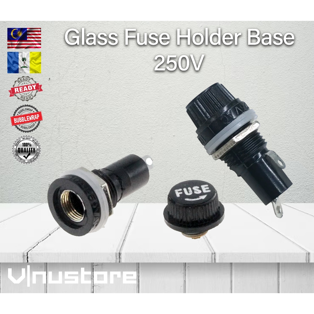 Glass Fuse Holder Base 5x20mm Screw type Mounted Cap Safety Panel Mount ...