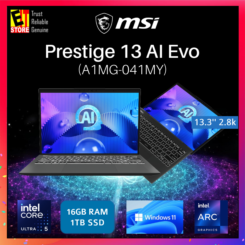MSI LAPTOP Prestige 13 AI Evo A1MG-041MY (Intel Core Ultra 5 125H/16GB/1TB /13.3 OLED 2.8K/Intel ...