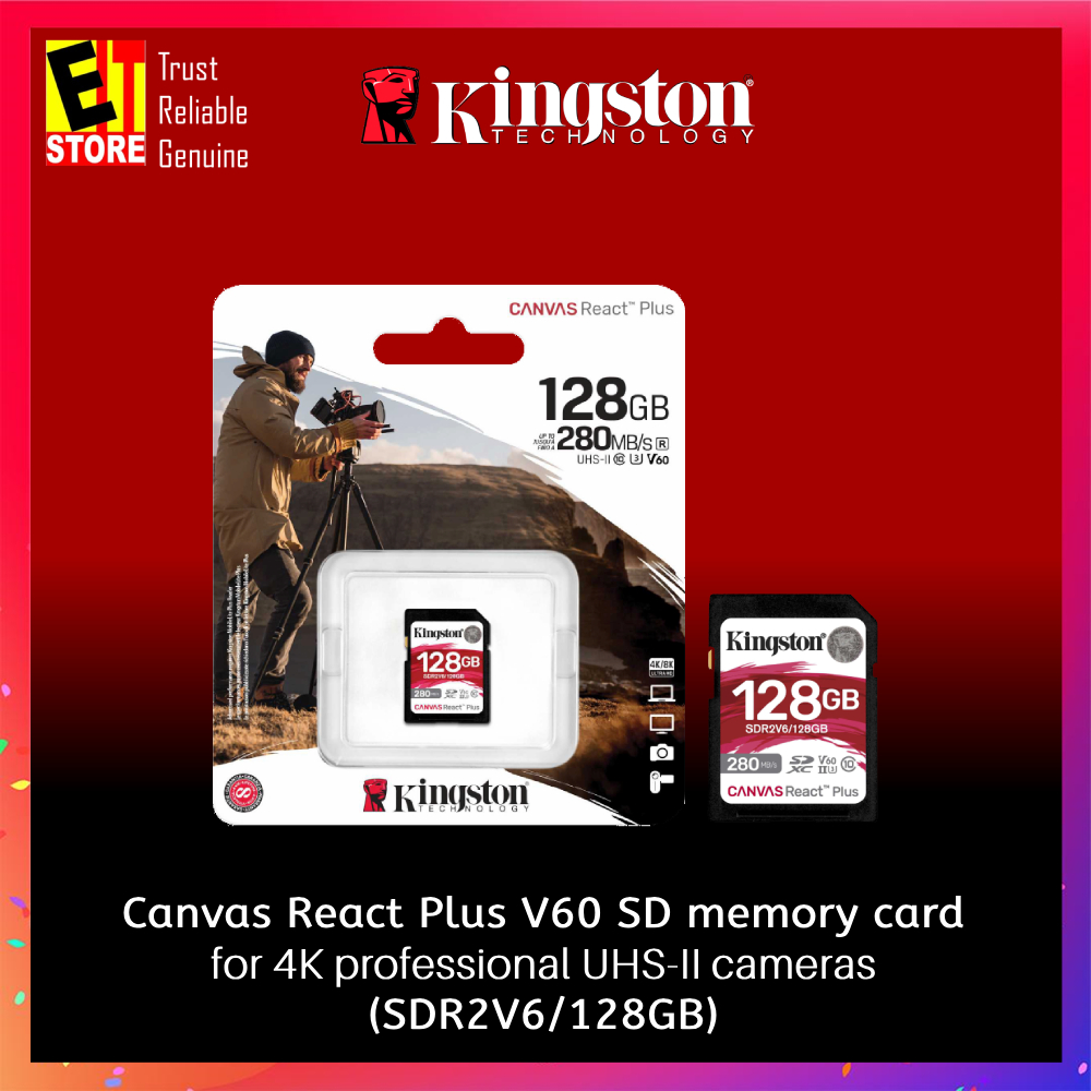 Kingston Canvas React Plus V60 SD memory card - 128GB/256GB/512GB | Shopee Malaysia