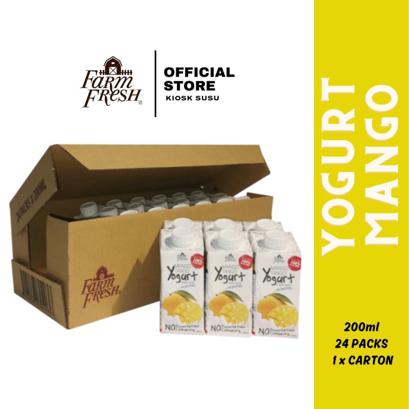 Farm Fresh UHT Yogurt Mango 200ml x 24 packs | Shopee Malaysia