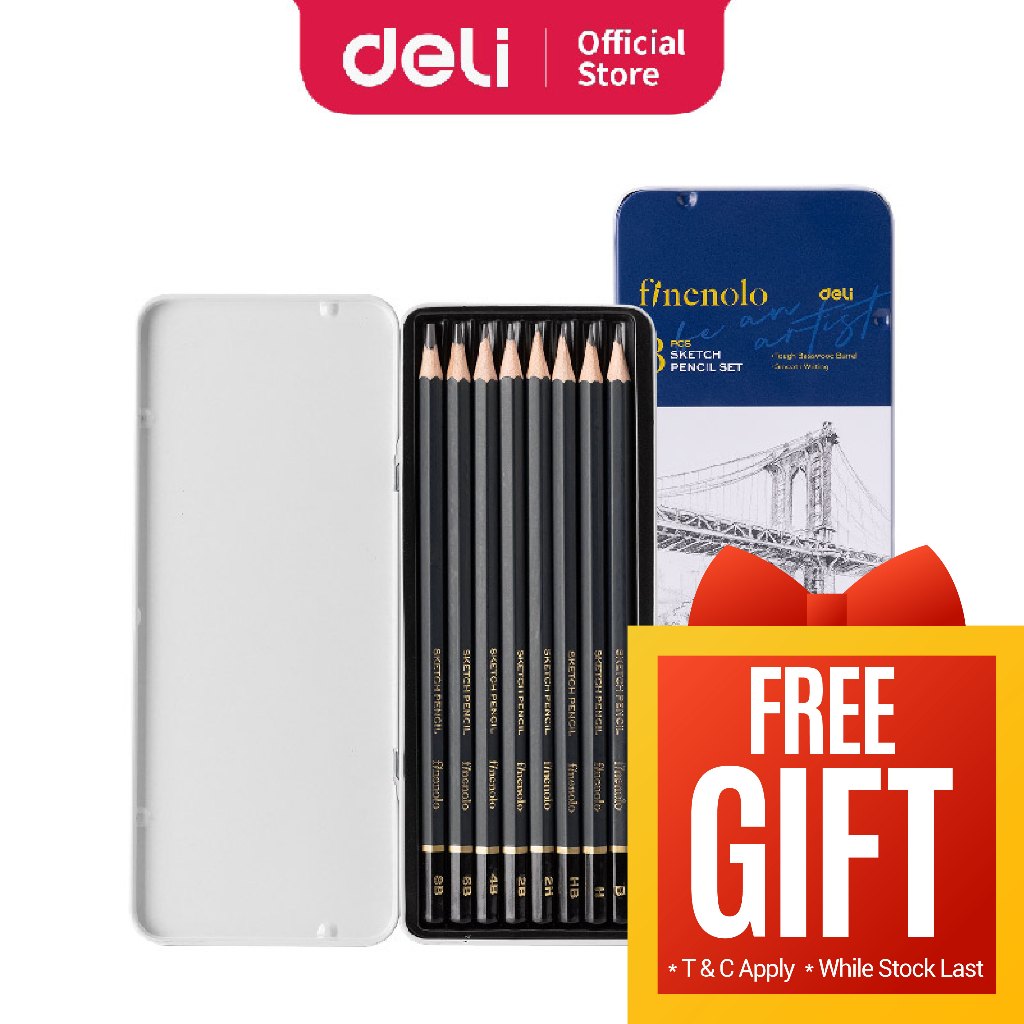 Deli Finenolo Sketch Pen Set 2H-8B Sketching Pencil (8 Pcs) EC26 | Shopee Malaysia