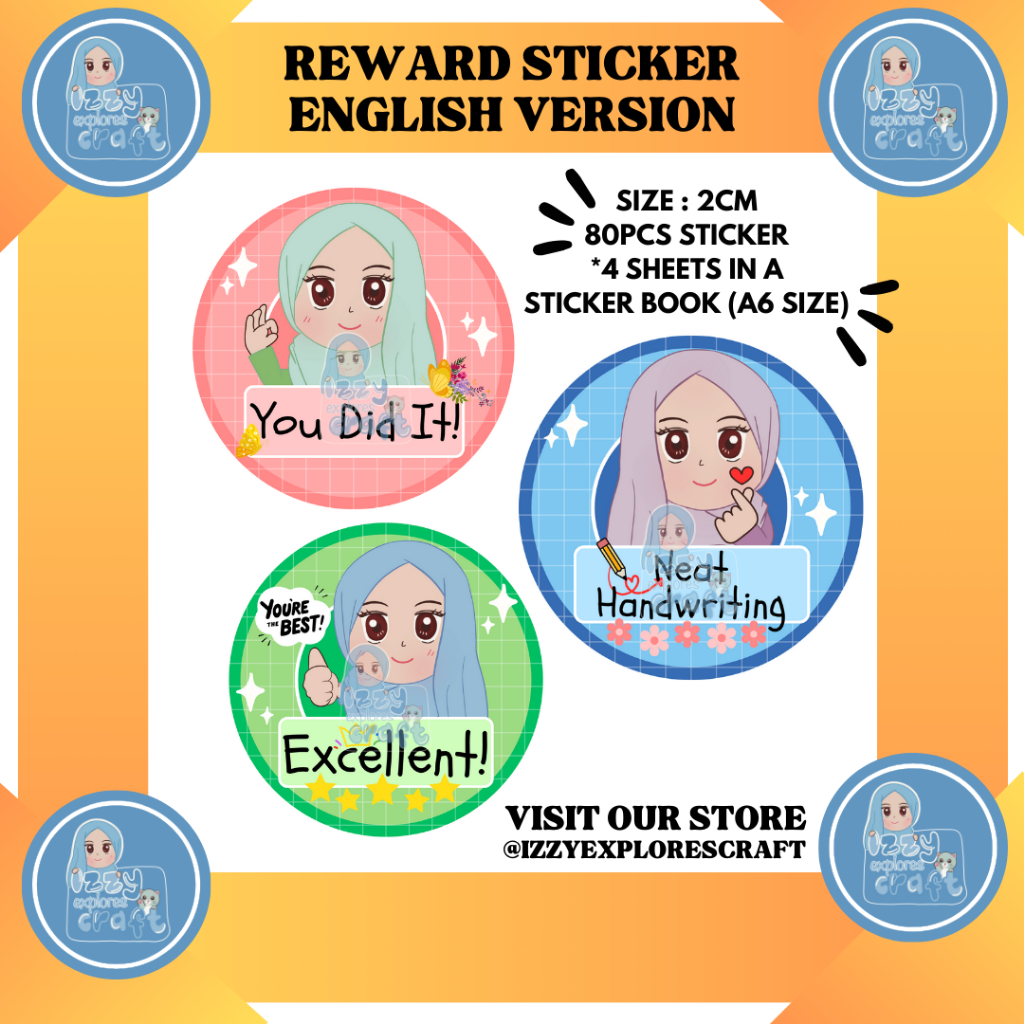 ENGLISH Reward Sticker | Teacher Reward Sticker for Student | Cute ...