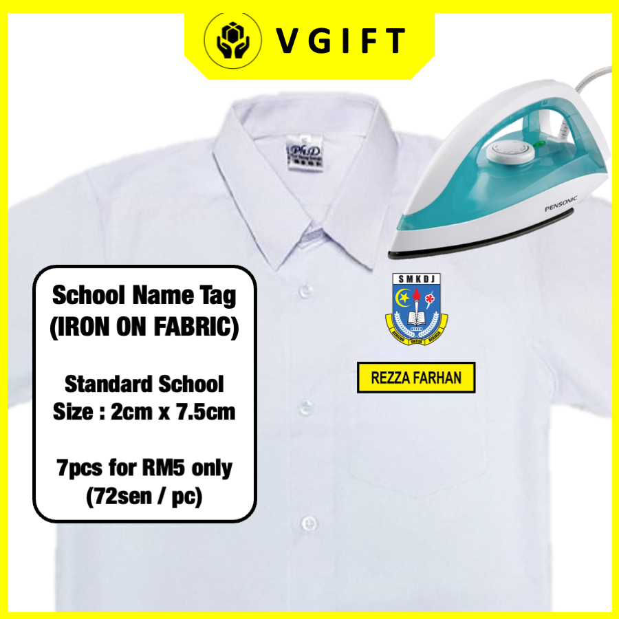 STICKER IRON ON FABRIC - SCHOOL NAMETAG- RM5 UNTUK 7PCS SHJ ...