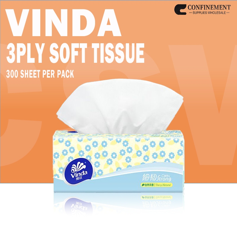 8 Packs Vinda Deluxe Soft Facial Tissue 3PLY I 300 Sheets I 100 Pulls I ...