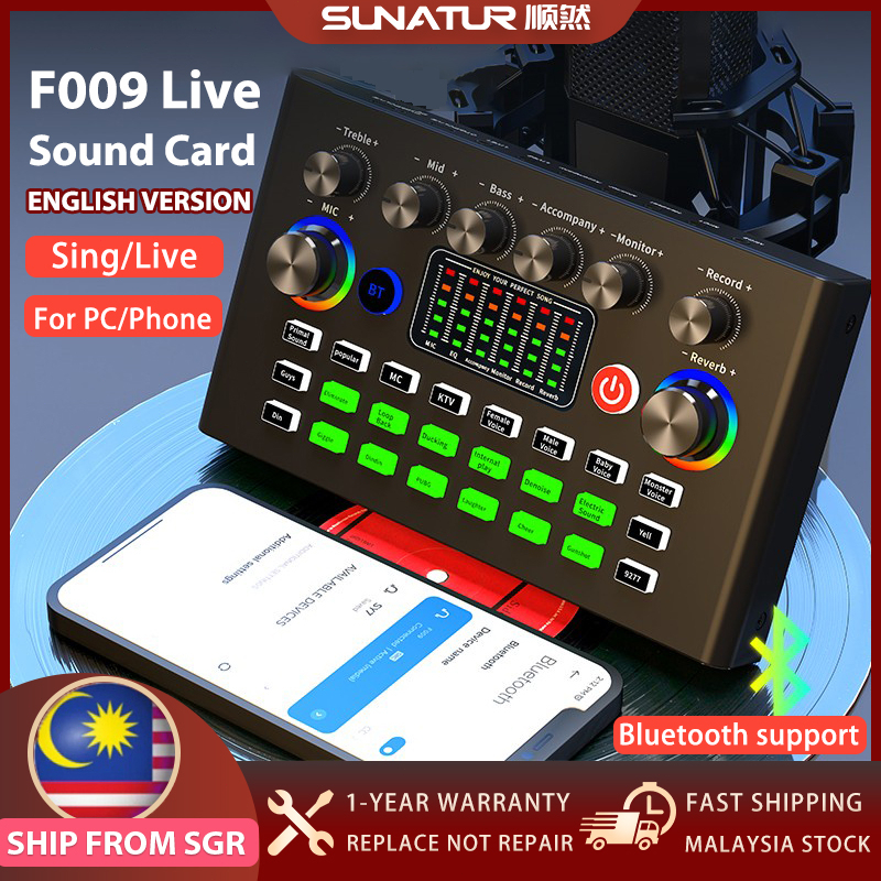 F009 Professional Live Sound Card Sound Mixer USB Audio Mixing Console Amplifier For Recording ...