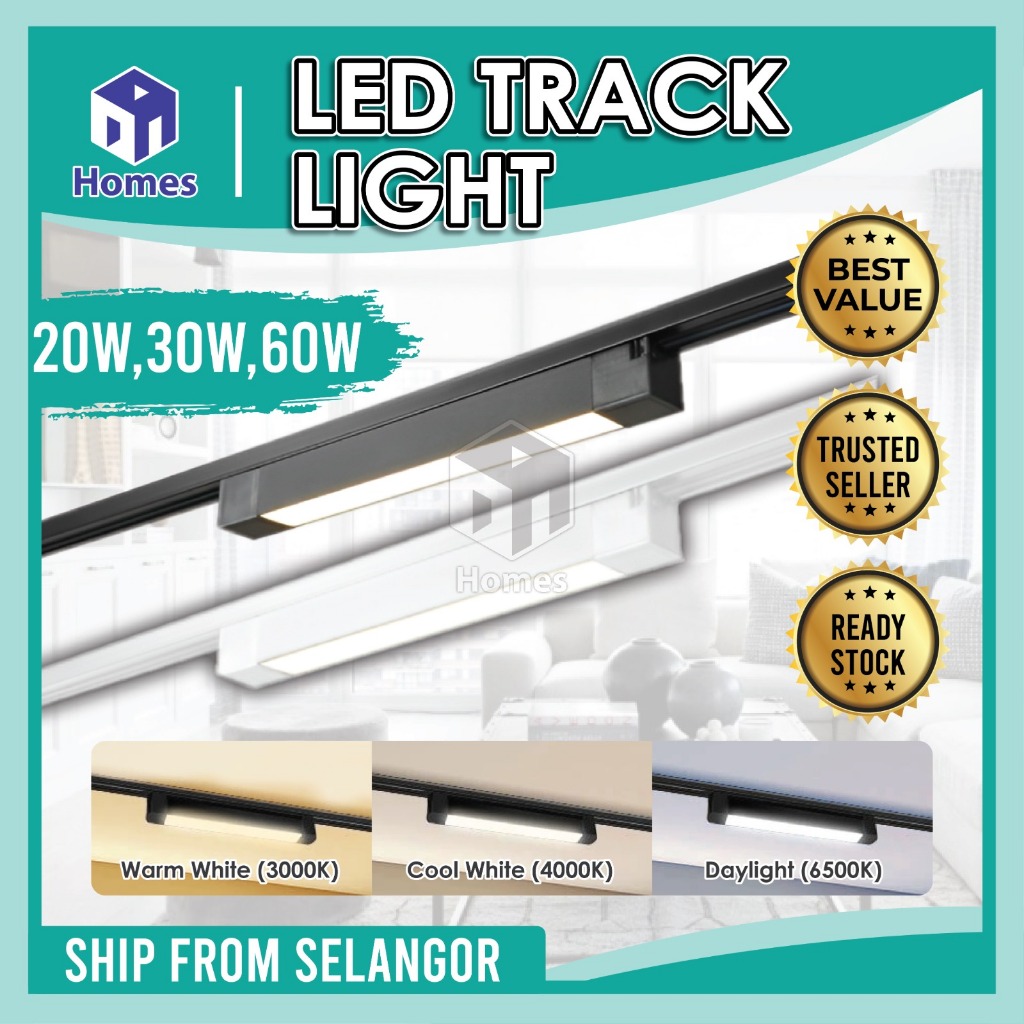 LINEAR TRACK LIGHT LED 20w 30W 60W White/Black /OFFICE LIGHT/ RAIL ...