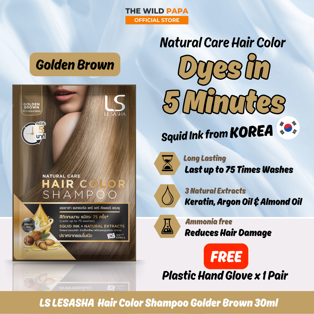 LS LESASHA Natural Care Hair Colour Shampoo (Golden Brown) 30ml Free ...