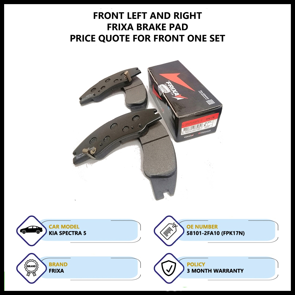 Kia Spectra 5 Frixa Brake Pad (Front FPK17N / Rear FPH01R) | Shopee ...