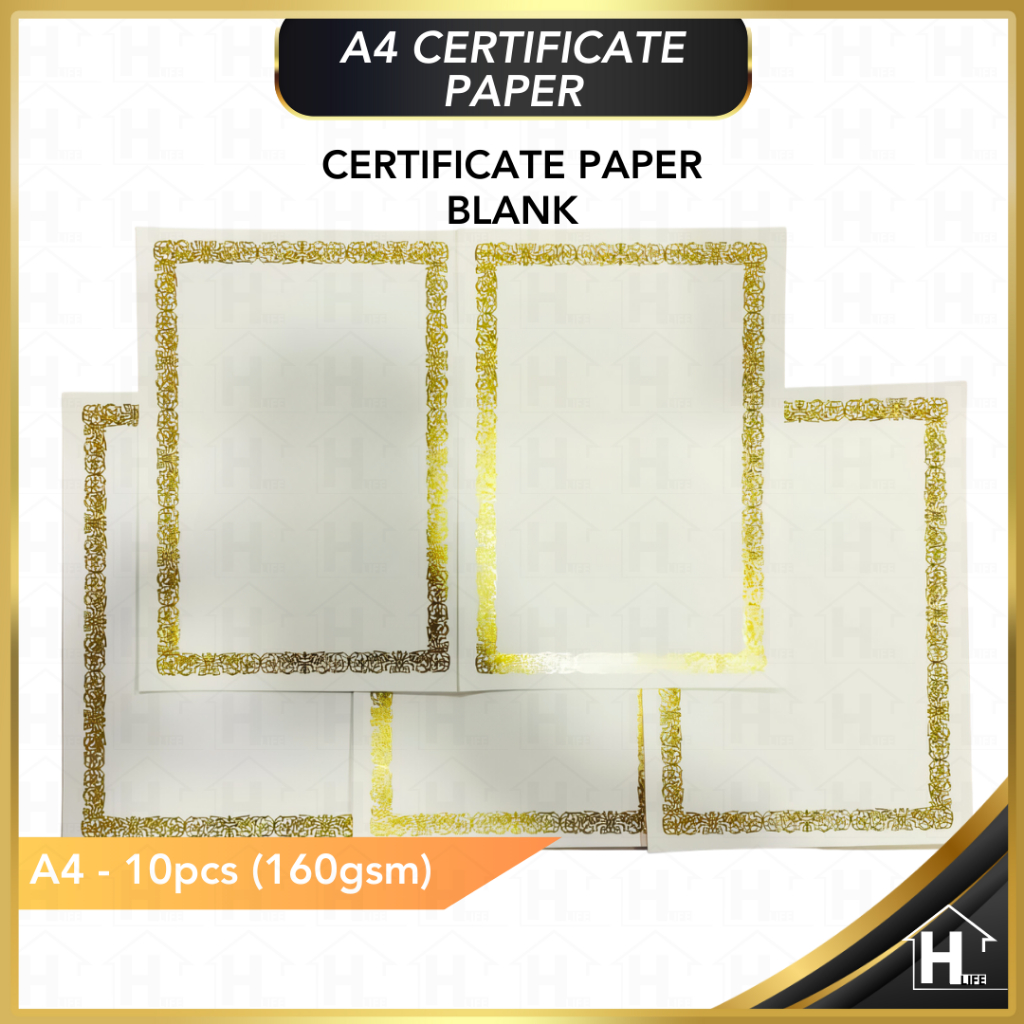 ( 10pcs ) A4 CERTIFICATE PAPER WITH GOLD STAMPING (10 SHEETS ) | KERTAS ...