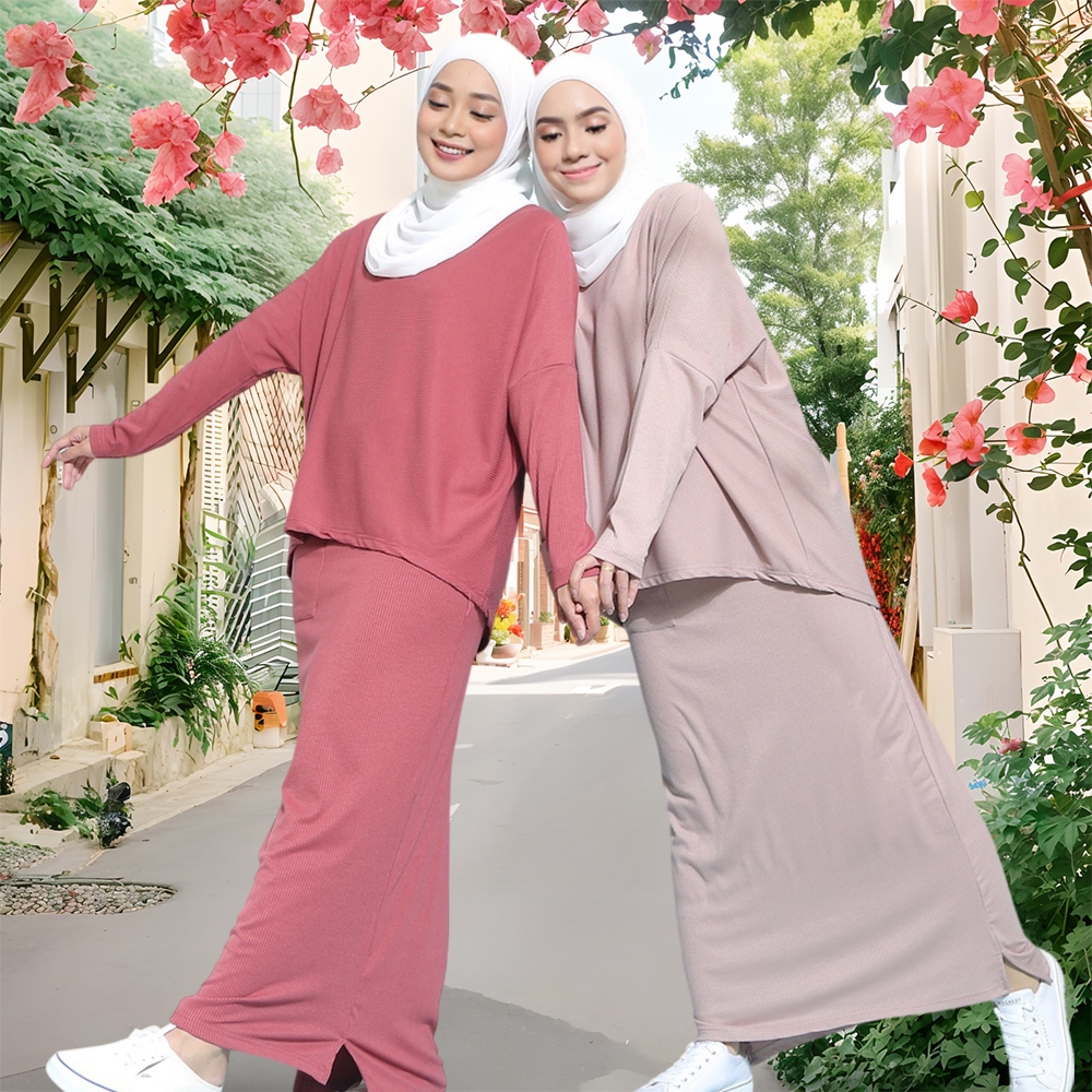 Stretchable Cotton Knit Baju Kurung Moden Baju Hitam Plus Size Baju ...