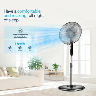 Simmo kipas Berdiri 16 inch Stand Fan 3 Speed Control 5 Blades Silent ...