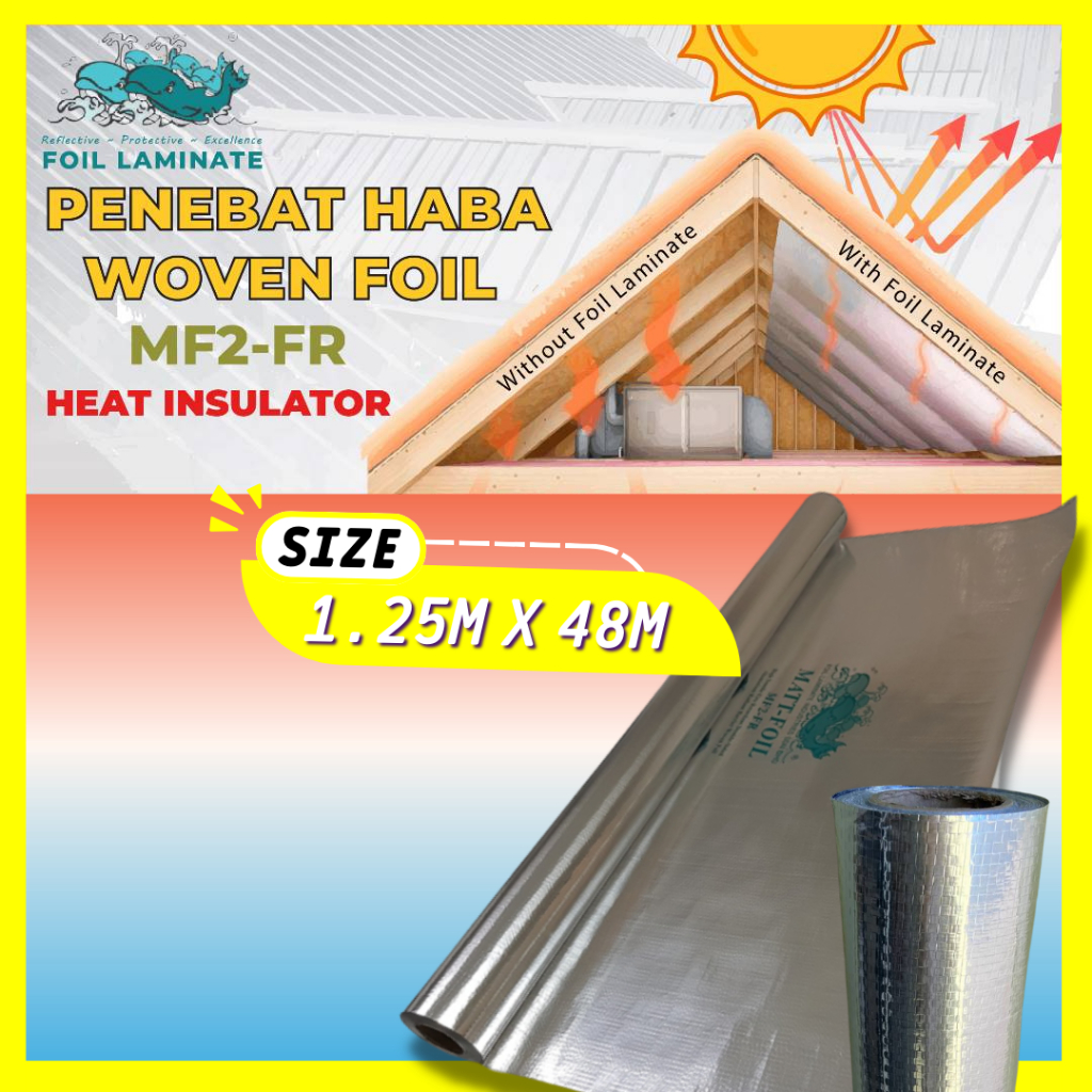 MF2-FR Aluminium Foil Woven Foil (48M-L) Penebat Haba Bumbung Rumah ...