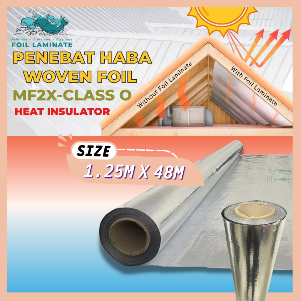 MF2X Class O Aluminium Foil Woven Foil (48M-L) Penebat Haba Bumbung ...