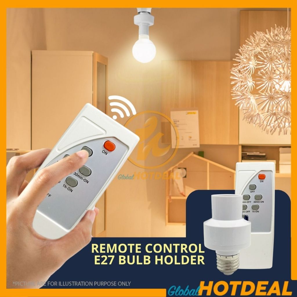 Remote Control E27 Lamp Holder On Off Wireless Control No Wiring Light ...