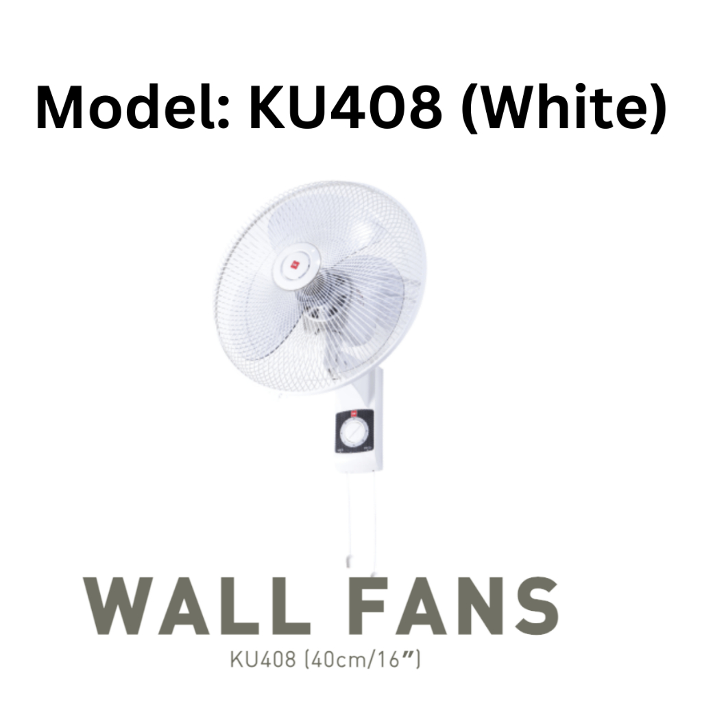 KDK KU408 / KU408-YG 3 SPEED ON/OFF PULL SWITCH WALL FAN.[40cm/16 ...