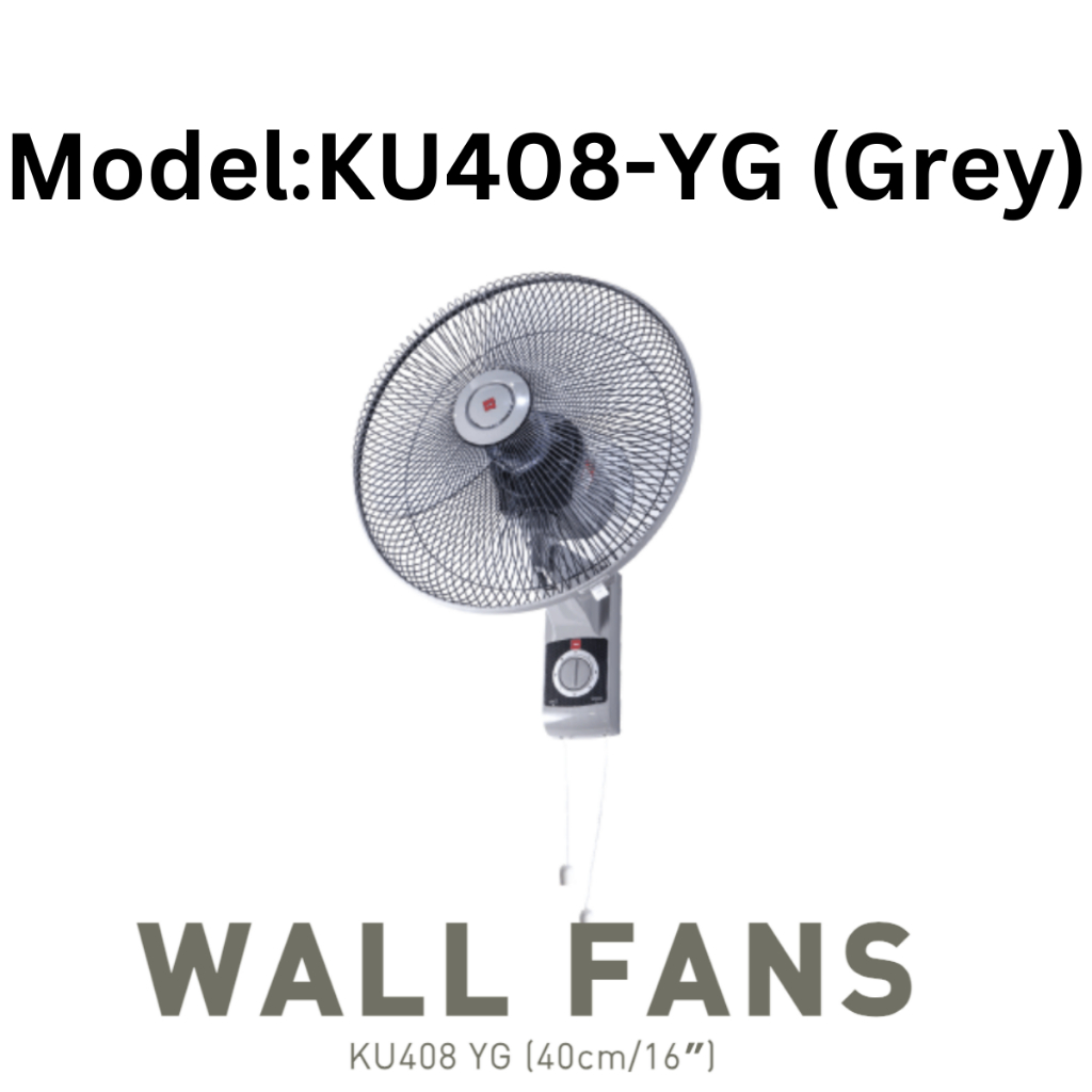 KDK KU408 / KU408-YG 3 SPEED ON/OFF PULL SWITCH WALL FAN.[40cm/16 ...