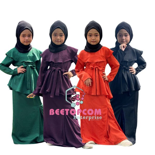 Beetopcom Baju Kurung budak perempuan satin airflow Hari Raya Kids ...