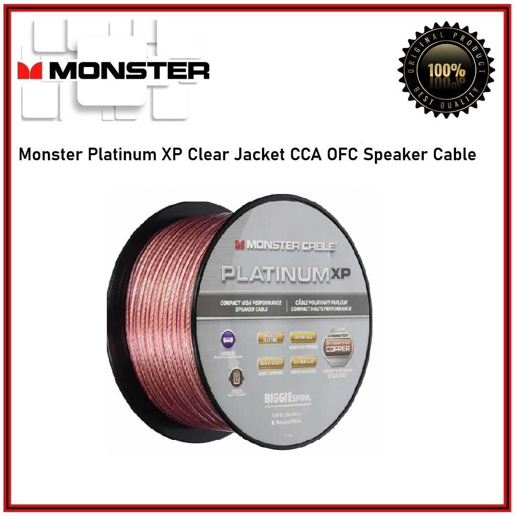Monster Cable | Platinum XP Clear Jacket CCA OFC Speaker Cable | 16AWG ...
