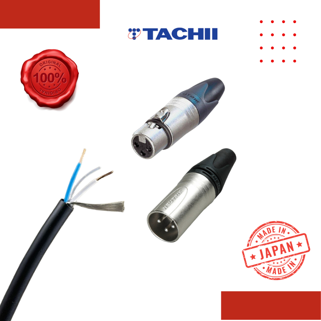 TACHII ema-2c-1 flexible 23awg mic cable 6mm with neutrik xlr male to ...