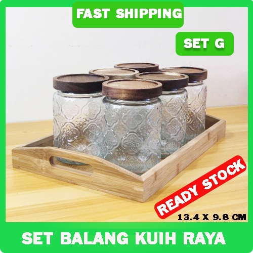Set Balang Kuih Raya Set Begonia Flower Set Balang Kaca Set Bekas Kuih ...