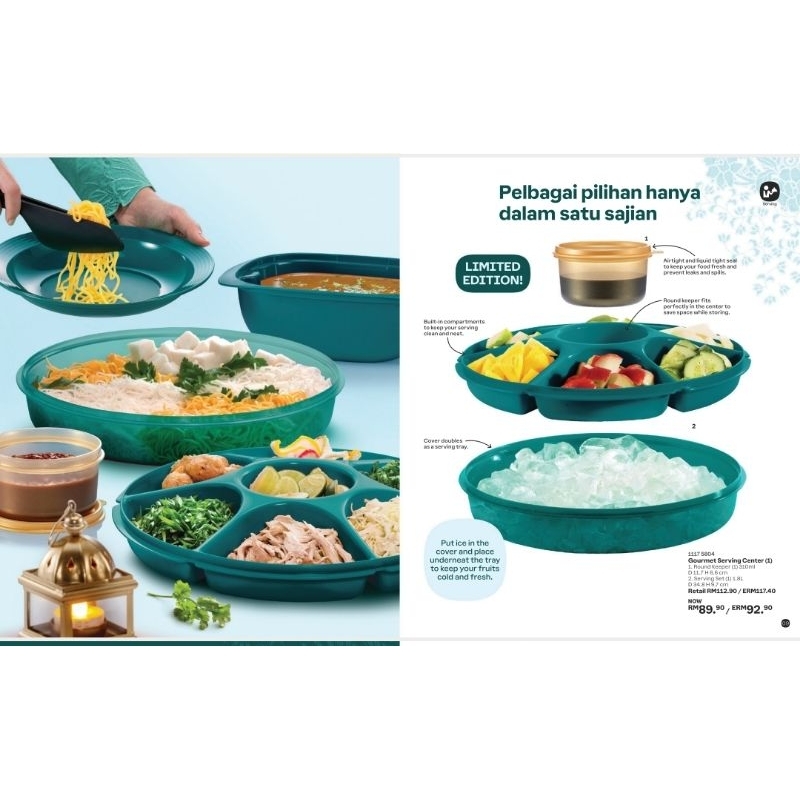 0TUPPERWARE BLUR SERVING CENTER / ROUND CONTAINER / CONDIMATES / BEKAS ...