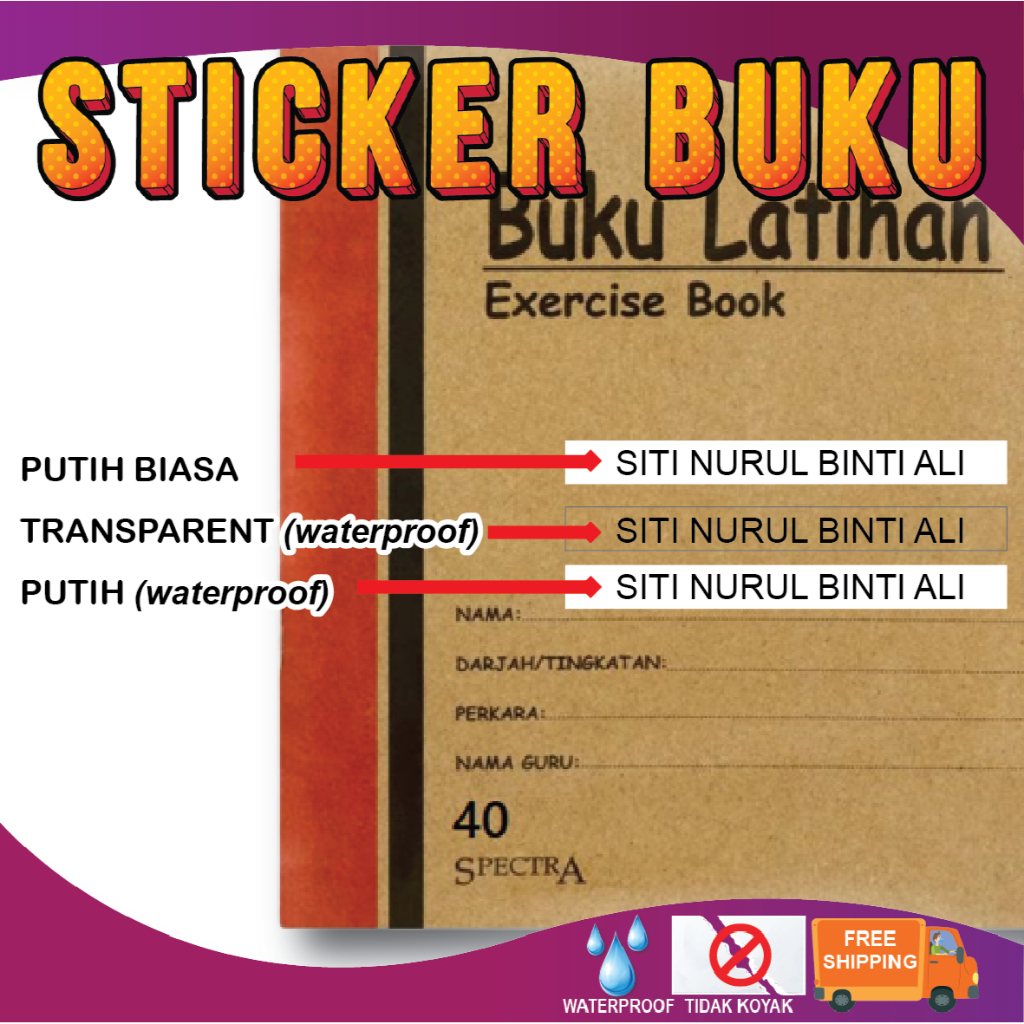 STICKER BUKU SEKOLAH WATERPROOF 2024 | Shopee Malaysia