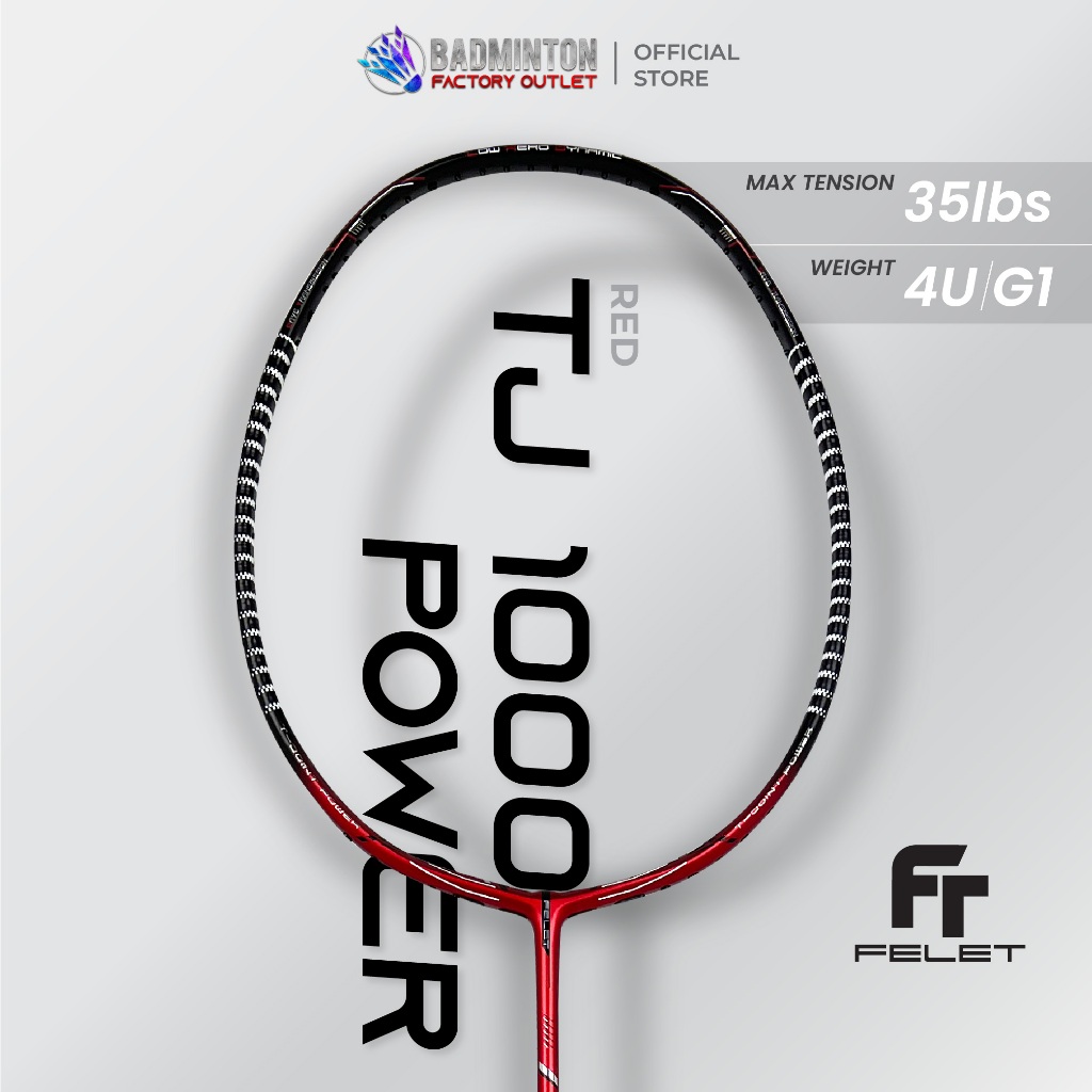 FELET TJ 1000 Power (Red) Badminton Racket - 4UG1 Max Tension 35LBS ...