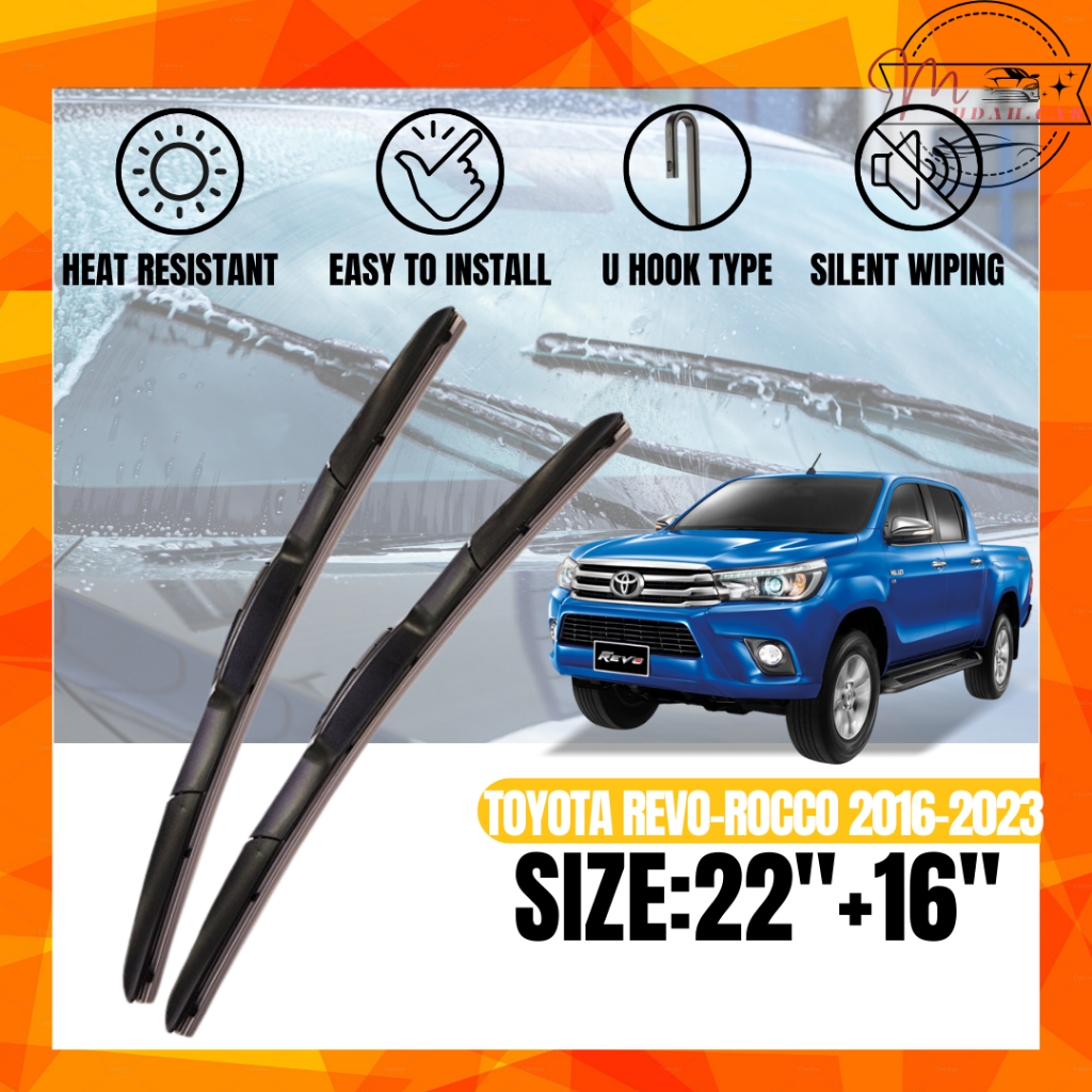 1 SET WIPER BLADE CAR WINDSHIELD WIPER FOR TOYOTA REVO-ROCCO 2016-2023 ...