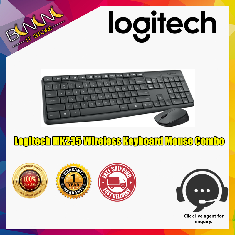 Logitech MK235 Wireless Keyboard and Mouse Combo for Windows, 2.4 GHz ...