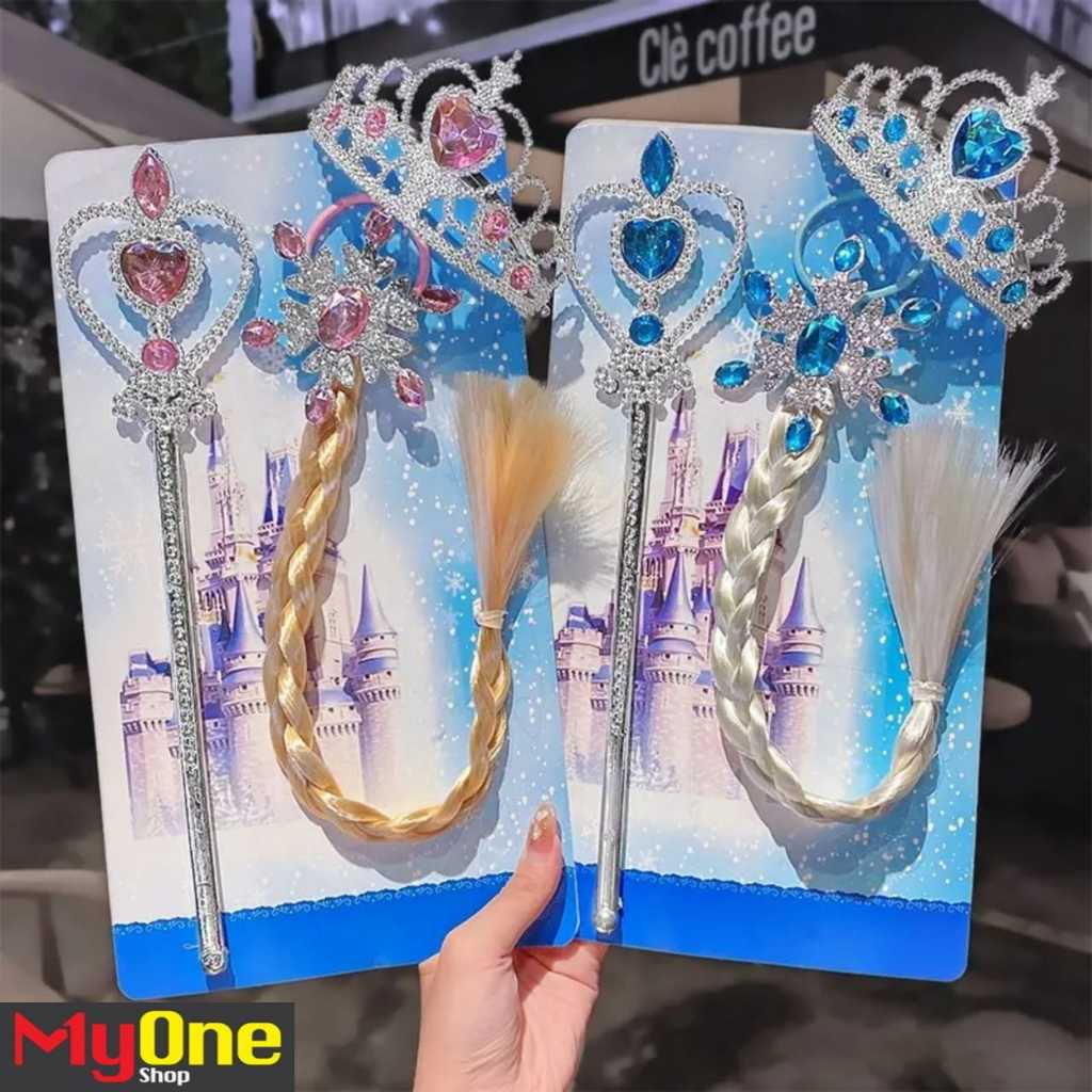 3Pcs/Set Kids Headwear Princess Elsa Crown Frozen Hair Band Magic Stick ...