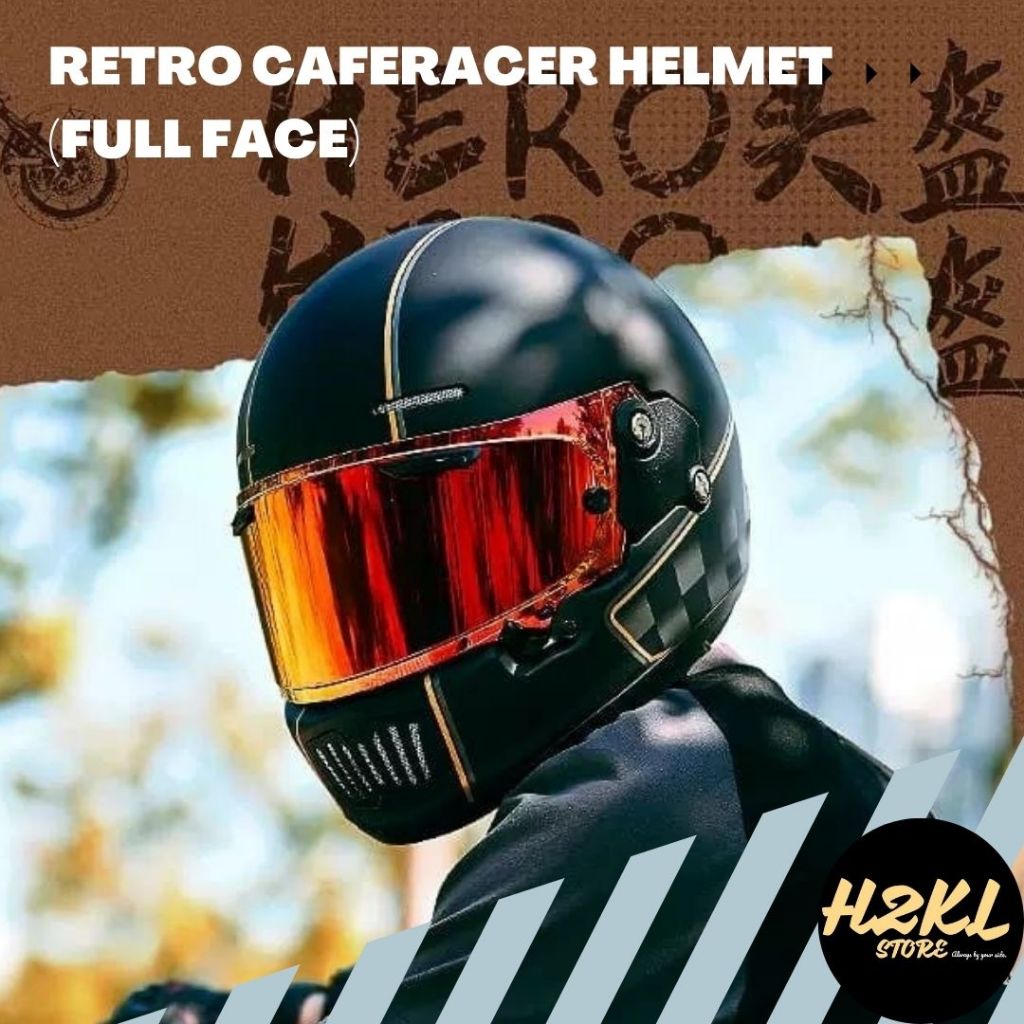 【Ready Stocks】 RETRO CAFERACER HELMET Fullface helmet Retro Vintage ...