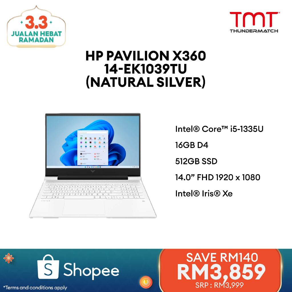 HP Pavilion X360 14-ek1039TU Laptop (Natural Silver) | i5-1335U | 16GB ...