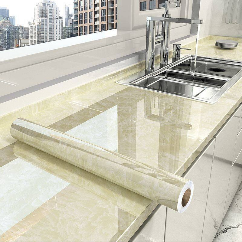 Ready Stock-Marble Pattern Kitchen Oil-Proof Sticker Aluminum Foil High ...