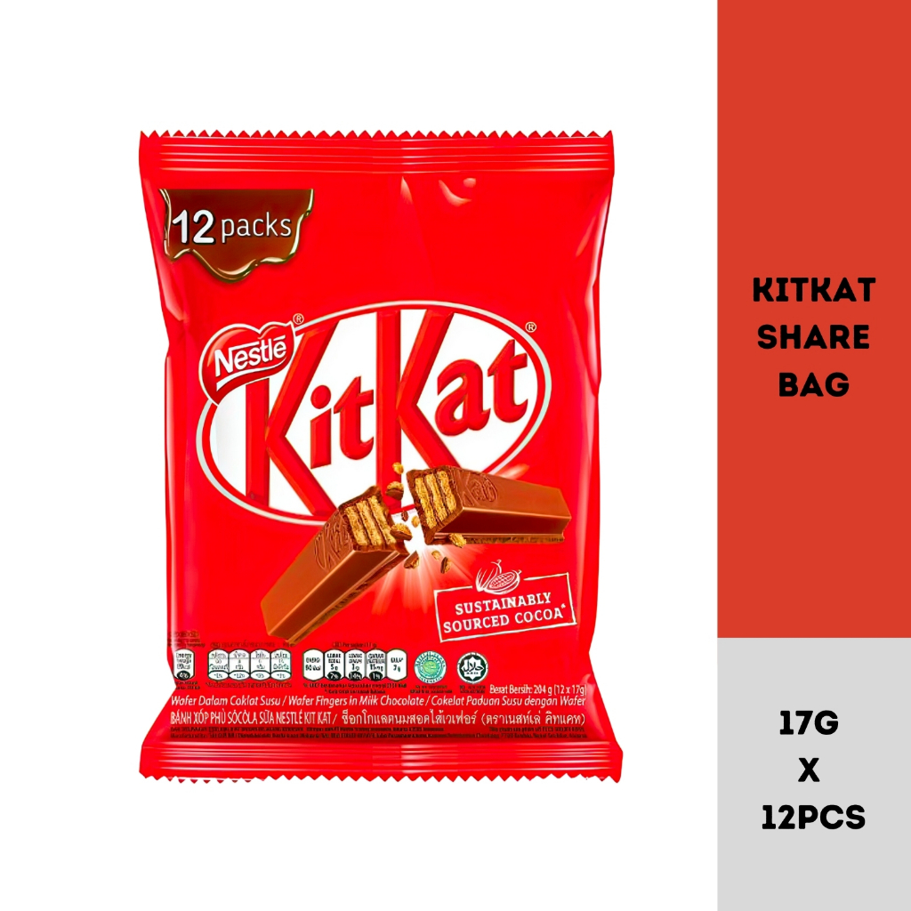 Kit Kat 2F Wafer Fingers in Milk Chocolate Flowrap Sharebag 12x17g ...